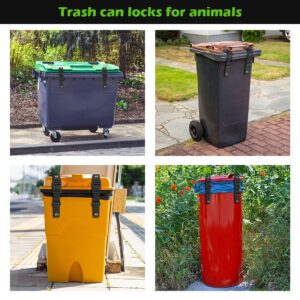 Wuno Shop Trash Can Lid Lock, Bear Proof Trash Can Locks for Animals, Adjustable Trash Can Straps for Raccoon, Garbage Can Lid Locks Outdoor, Trash Bin Buckle Lock - 4 Pack