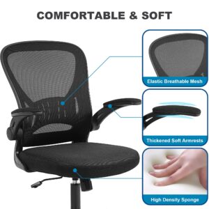 Youhauchair Mesh Office Chair Set of 10, Ergonomic Computer Chair with Flip-up Arms and Lumbar Support, Height Adjustable Home Office Desk Chairs, Black