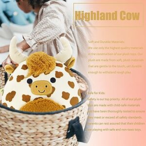 Highland Cow Plush Pillow, Chubby Highland Cow Plush Animal Creative Gift, Gift for Kids and Adults