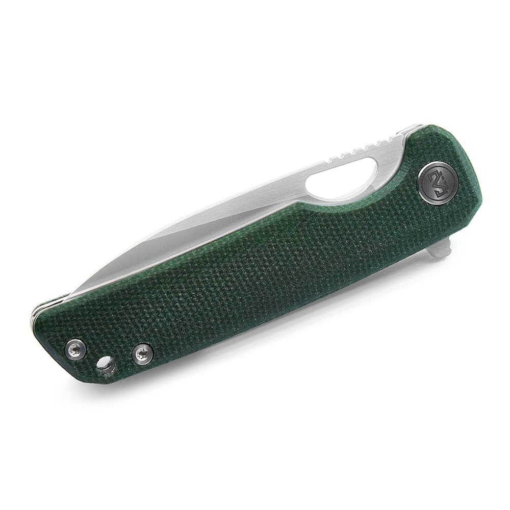 Miguron Knives M Galaty Folding Knife,3.25" 14C28N Satin Blade Green Micarta Handle, Outdoor Pocket Knife MGR-818MGN