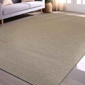 beverly rug non-slip modern rug 8x10 solid traditional rubber backing machine washable soft thin indoor area rugs for living room stain resistant non shedding casual carpet (8 x 10 beige)