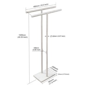 EADOT 40.3 Inch Standing Towel Rack Bath Sheet Holder with Marble Design Base for Bathroom Floor 2 Tier Towel Holder Stand 304 Stainless Steel Brushed Nickel(Same Height)