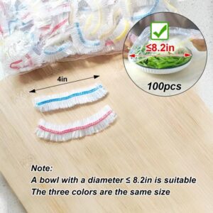 DAOZIJI Plastic Bowl Covers Elastic Reusable Fresh Keeping Bags/100ps, Plastic Food Covers Stretch Reusable, Reusable Bowl Covers for Bread Proofing, Disposable Elastic Bowl Covers for Outside