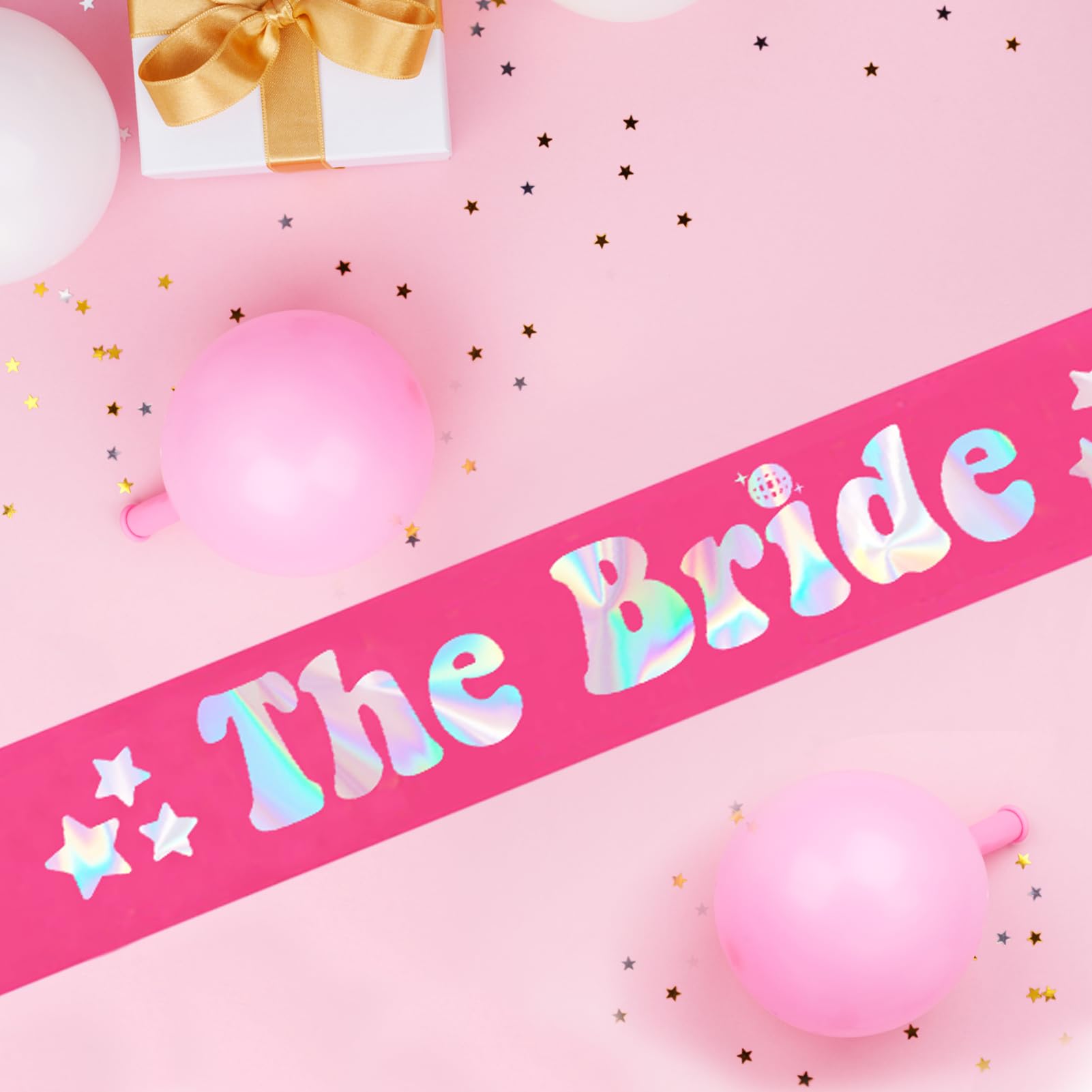 Generic The Bride Iridescent Sash, Hot pink Bride to be Sash,Bachelorette Party Sash, Bridal Shower Engagement Wedding Party, Hen Party Decorations Supplies, Future Mrs Sash