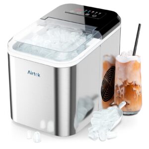 ice makers countertop with reservation, 28lbs/24h, 9 ice cubes ready in 6 mins, self-cleaning ice maker machine with basket and scoop for home, kitchen, camping, rv, stainless steel