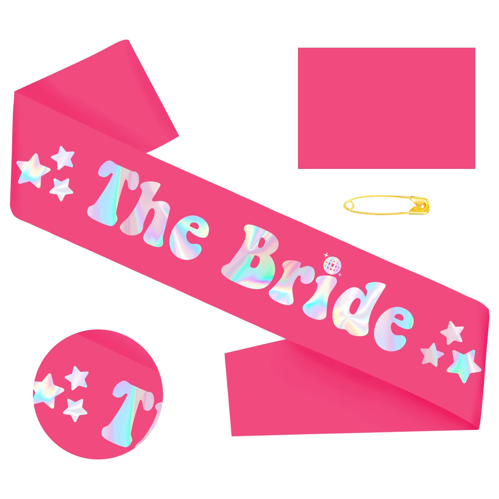 Generic The Bride Iridescent Sash, Hot pink Bride to be Sash,Bachelorette Party Sash, Bridal Shower Engagement Wedding Party, Hen Party Decorations Supplies, Future Mrs Sash