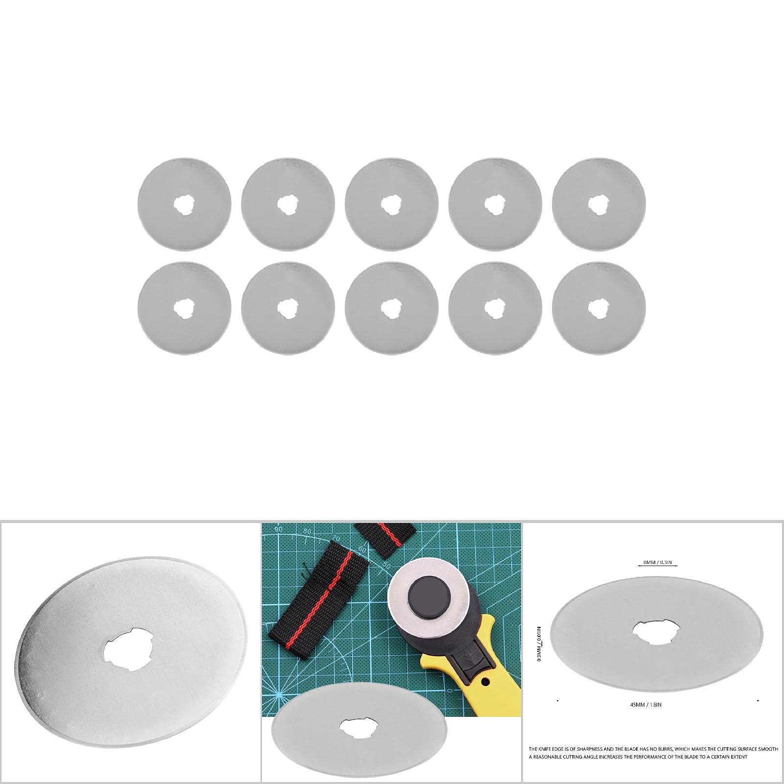 45mm Roller Wheel Round Knife Blade Replacement Kit, Blade, Long Lasting, Cuts 6 Layers of Fabric, Suitable for Paper, Fabric, Leather, Made of SKS-7 Material