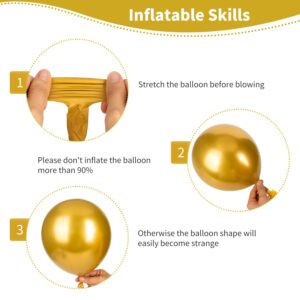 PIGETALE 140pcs Metallic Gold Balloons Different Sizes 18 12 10 5 Inch Golden Latex Balloons Kit for Balloon Garland or Balloon Arch as Birthday Party Graduation Wedding Holiday New Year Decorations