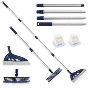 magic broom sweeper, multifunction silicone broom, household squeegee broom for floor cleaning, bathroom, pet hair, dark blue dog broom brush set (blue)