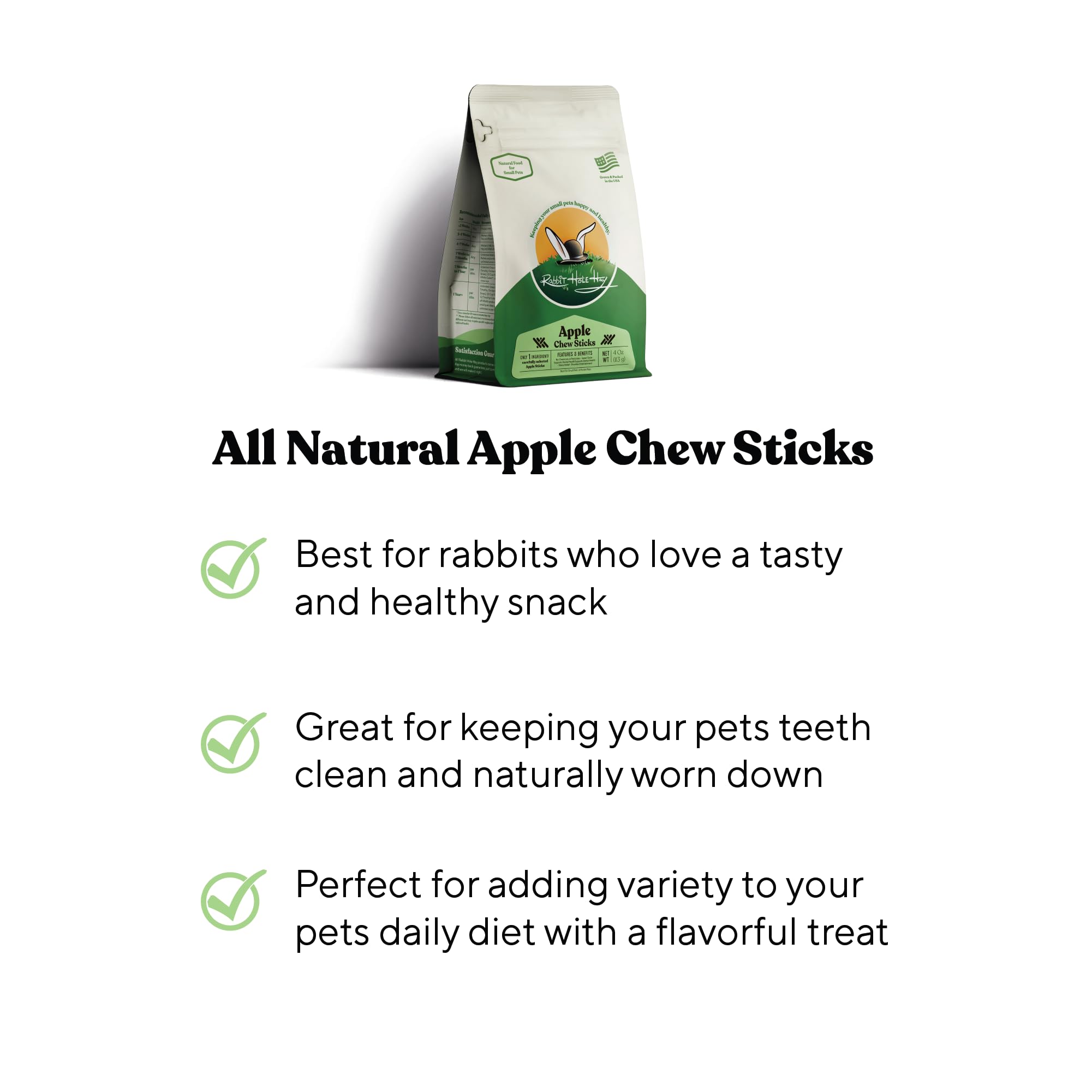 Rabbit Hole Hay - All Natural Apple Chew Sticks for Small Pets - 5 lb - Bulk Healthy Chew Treats