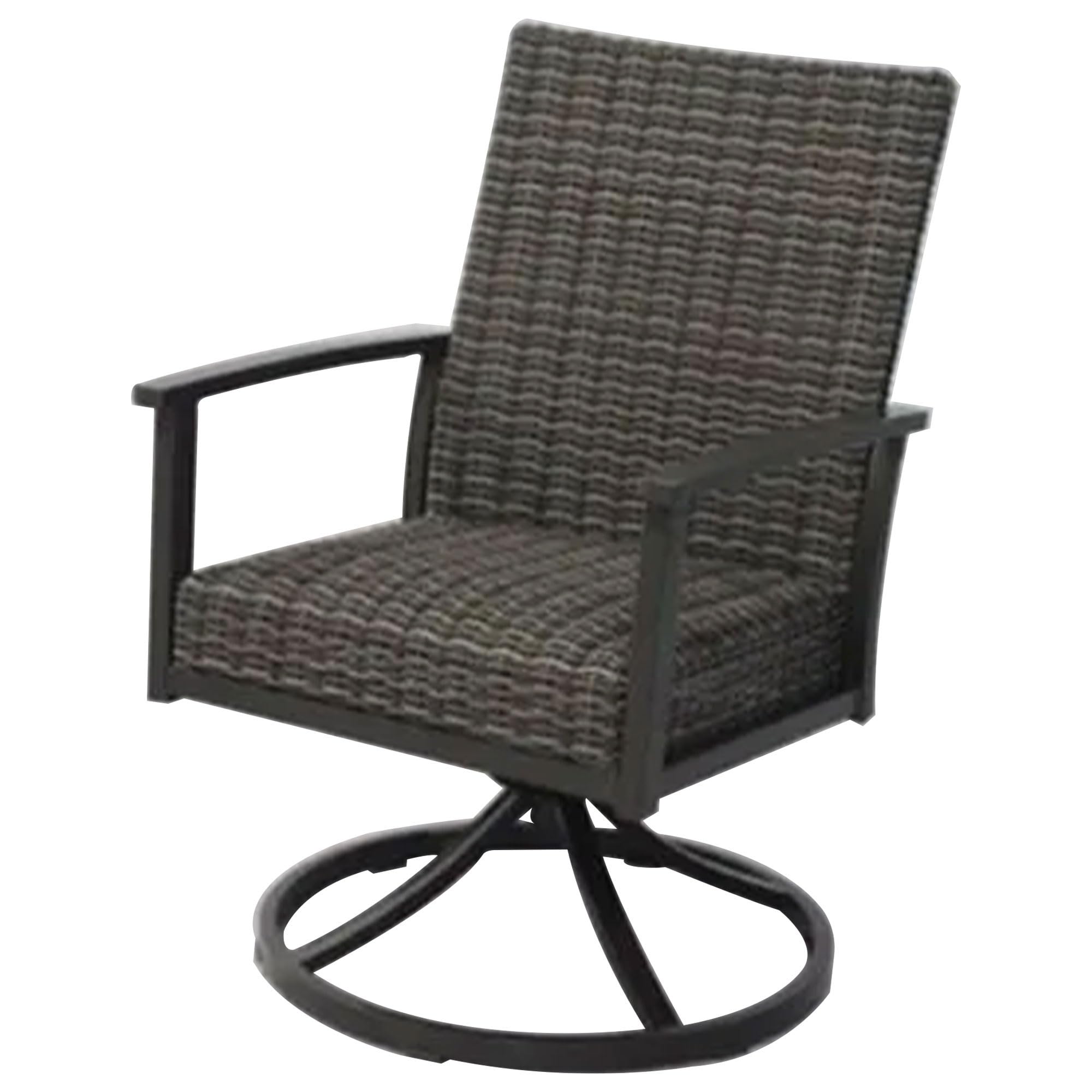 Four Seasons Courtyard Nantucket All Weather Woven Swivel Rocker Chairs Outdoor Dining Cushioned Seating Furniture Set, 2 Pack, Dark Brown