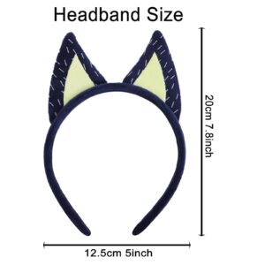 Jing xin 4 pcs Blue Family Party Supplies Plush Soft Dog Ears Headbands Costume for Halloween Play Day One Size Elastic Headband