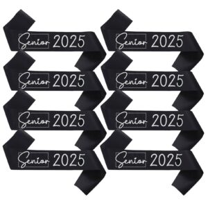 generic senior sash 2025, 8 pack silver glitter black satin finally graduated senior cheerleader sashes for class of 2025 graduation party supplies