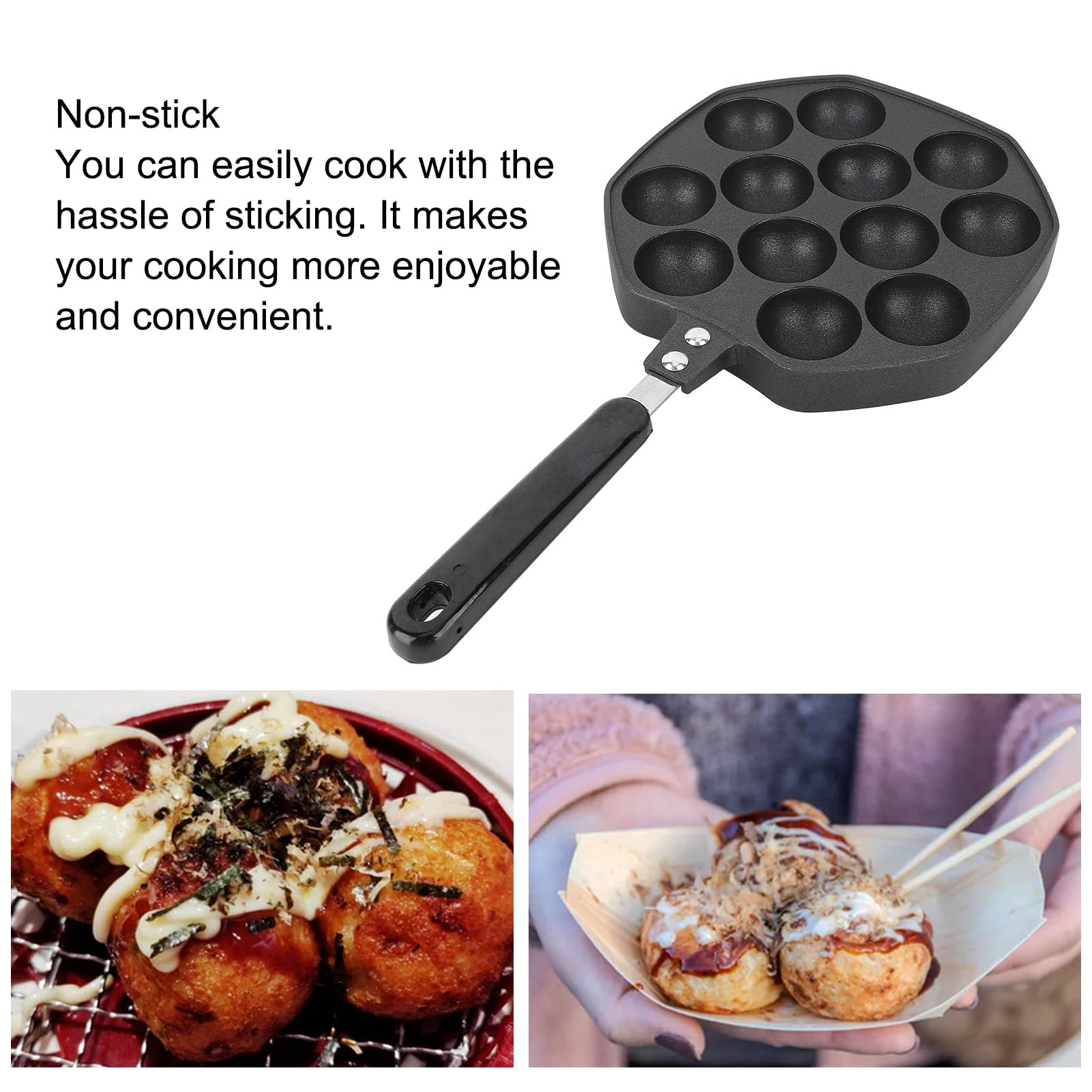 Takoyaki Pan, 12 Molds Takoyaki Maker Skillet Aluminum Alloy Nonstick Grill Pan Cooking Plate Nonstick Baking Tray for Octopus Balls Pancake