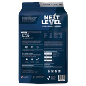 Next Level Super Premium Dog Food – Hero's Salute Adult Dry Dog Food Kibble All Breeds – 28% Protein, Fish, Chicken and Gluten Free Grains, Glucosamine & Chondroitin for Hip & Joint Health