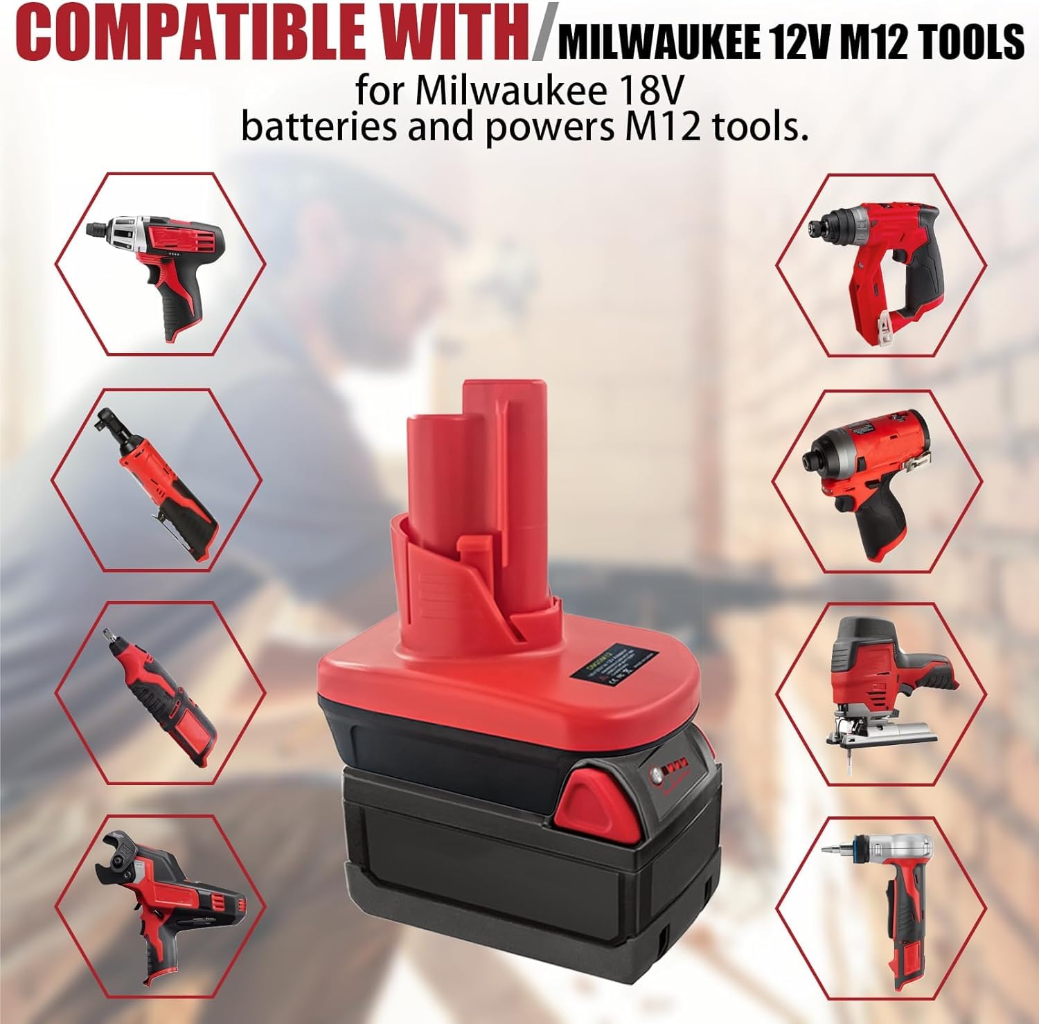 URUN 【Upgraded】 Set of 1 Battery Adapter for Milwaukee M18 to M12, for Dewalt 20V Battery Adapter Converter to Milwaukee 12V Power Tools