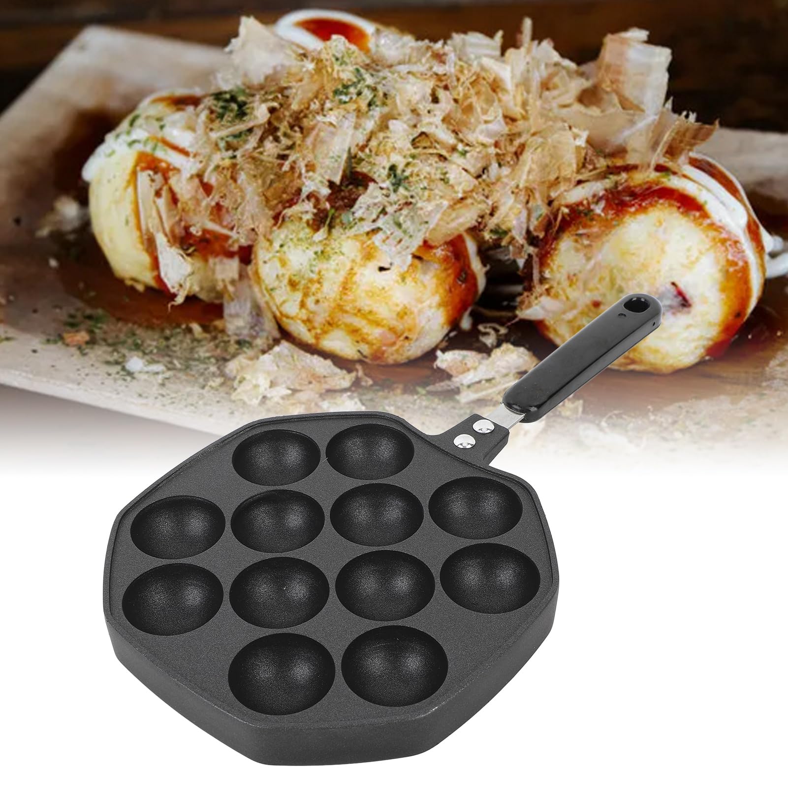 Takoyaki Pan, 12 Molds Takoyaki Maker Skillet Aluminum Alloy Nonstick Grill Pan Cooking Plate Nonstick Baking Tray for Octopus Balls Pancake