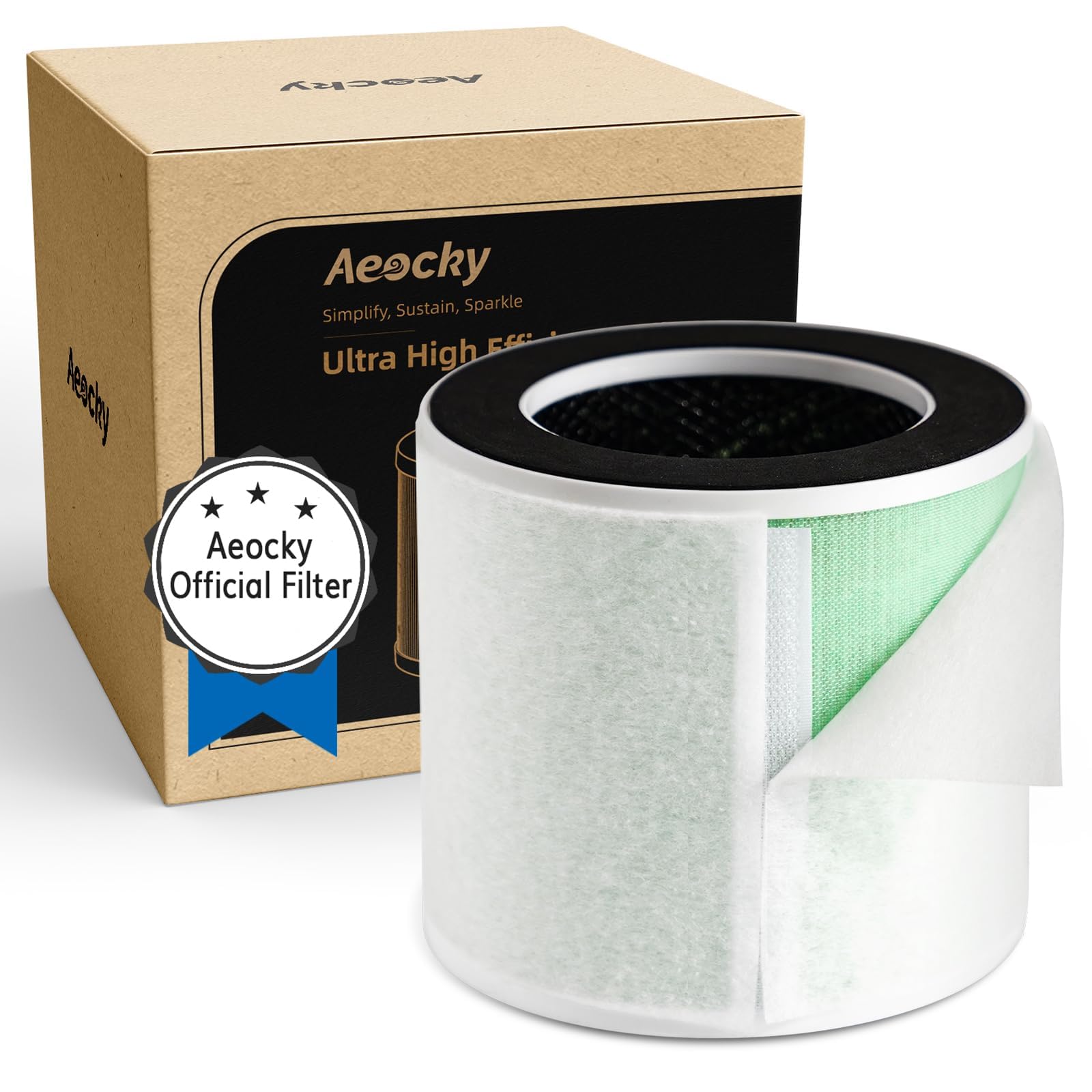 5-in-1 HEPA Air Purifier Replacement Filter for Aeocky Pandora with Washable Pre-Filter, Activated Carbon Filter, 2nd Generation, 1 Pack, VOCs