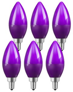 goebleson purple e12 led light bulbs, c35 dimmable candelabra bulbs, 5w (60w equivalent) chandelier bulb, candle light bulb for halloween, christmas, party decoration, holiday, 6 pack z1c3p605