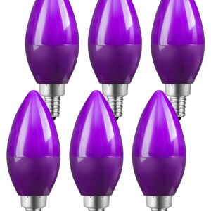 GOEBLESON Purple E12 LED Light Bulbs, C35 Dimmable Candelabra Bulbs, 5W (60W Equivalent) Chandelier Bulb, Candle Light Bulb for Halloween, Christmas, Party Decoration, Holiday, 6 Pack Z1C3P605