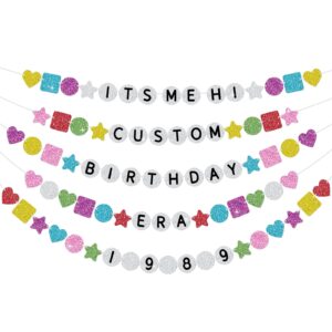 302pcs diy friendship bracelet birthday banner customizable 6.6ft glitter happy birthday sign for celebrating birthdays and graduations birth-tay era tour decorations