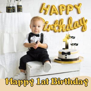 1st Number Birthday Candles for Cake,3.15 Inch Black Gold 3D Design Cake Candles, Happy First Birthday Cake Topper Decoration, for Birthday Party Wedding Decoration Reunions Theme Party