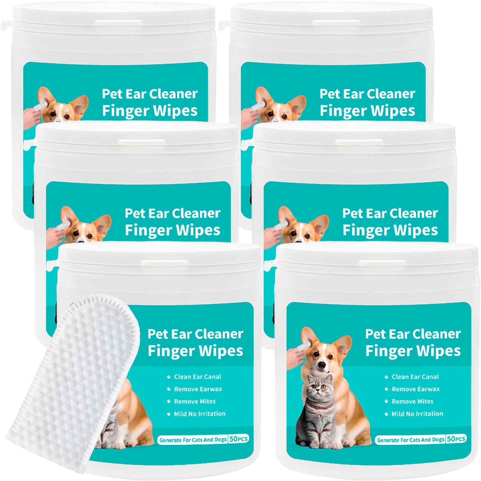 Beieverluck 150 Count Ear Finger Wipes for Dogs and Cats Teeth Cleaning Wipes Eyes Wipes Pet Grooming Wipes Set for Removing Ear Wax Debris Dirt and Stop Smelly Itchy