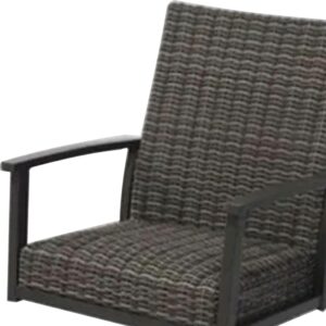 Four Seasons Courtyard Nantucket All Weather Woven Swivel Rocker Chairs Outdoor Dining Cushioned Seating Furniture Set, 2 Pack, Dark Brown