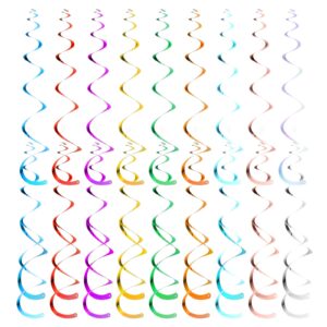 36 pcs colorful hanging birthday swirl hanging swirls party decorations plastic streamer swirls ceiling swirl spiral foil decorations hanging for party wedding anniversary graduation celebration