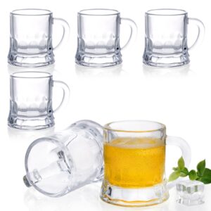 futtumy 2 oz mini beer mug shot glasses with handles, mini beer shot glasses for party christmas birthdy bbq, beer mugs for freezer men women father dad beer whiskey, beer mugs bulk(6 pcs, glass)