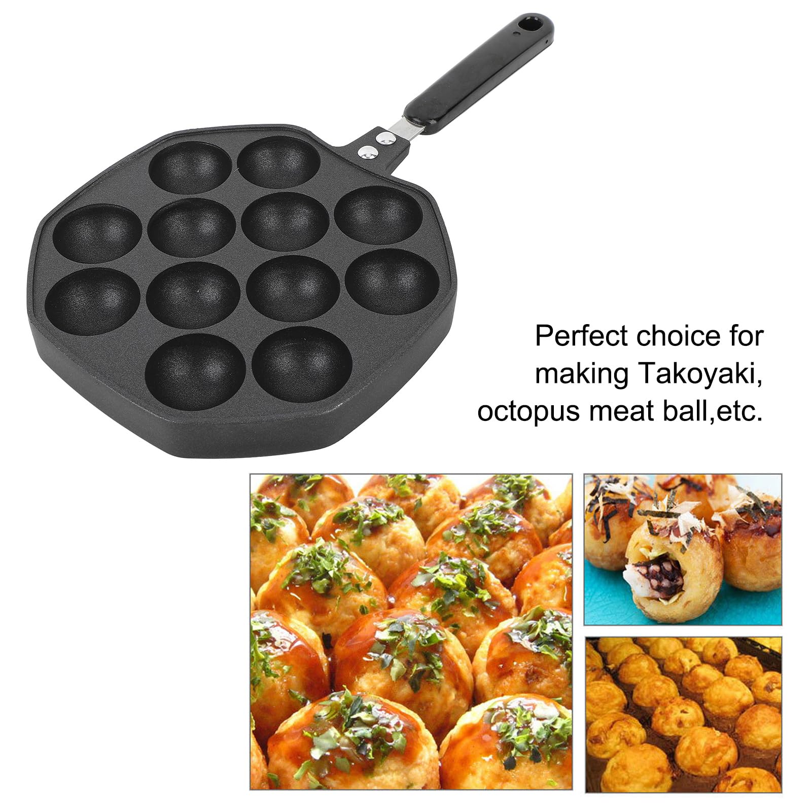 Takoyaki Pan, 12 Molds Takoyaki Maker Skillet Aluminum Alloy Nonstick Grill Pan Cooking Plate Nonstick Baking Tray for Octopus Balls Pancake