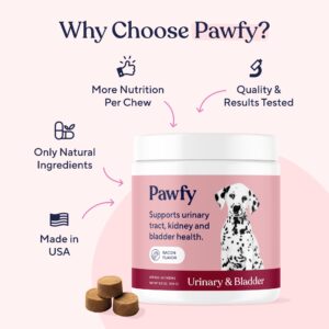 Pawfy Dog UTI Supplement | Cranberry & D-Mannose Help Support Dog Urinary Tract Health & Bladder Support | Ideal for Senior Dogs | Urinary Tract Infection Treatment | Dog Vitamins and Supplements