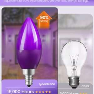 GOEBLESON Purple E12 LED Light Bulbs, C35 Dimmable Candelabra Bulbs, 5W (60W Equivalent) Chandelier Bulb, Candle Light Bulb for Halloween, Christmas, Party Decoration, Holiday, 6 Pack Z1C3P605