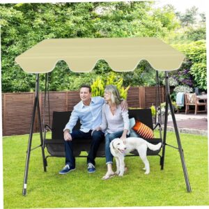 Swing Canopy Replacement, 77x49x6in Waterproof Oxford Cloth Outdoor Swing Canopy Replacement Top with Fixing Strap, Anti-UV Swing Canopy Replacement Cover for 3 Seater Swing Chairs