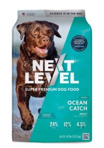 next level super premium dog food – ocean catch – dry kibble for adult dogs of all breeds – 24% protein, fish with gluten free grains