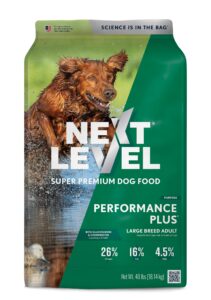 next level super premium dog food – performance plus™ – dry kibble for active adult dogs – 26% protein, beef, pork, fish, chicken & gluten free grains – glucosamine & chondroitin for joint health