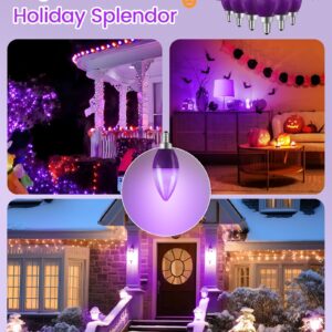 GOEBLESON Purple E12 LED Light Bulbs, C35 Dimmable Candelabra Bulbs, 5W (60W Equivalent) Chandelier Bulb, Candle Light Bulb for Halloween, Christmas, Party Decoration, Holiday, 6 Pack Z1C3P605