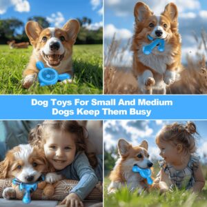 GFECMX Indestructible Dog Toy for Aggressive chewers - Dog Toys for Small Dogs - for Teething Puppy,Dog Toys for Boredom & Enrichment - Durable chew Toys - Dog Birthday - Medium - Bacon - Blue