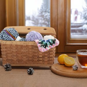 MABOZOO Wicker Crochet Bag Organizer, Durable Crochet Basket Knitting Bag Yarn Storage Organizer Yarn Bag for Knitting Needles, Crochet Hooks, Crochet Accessories