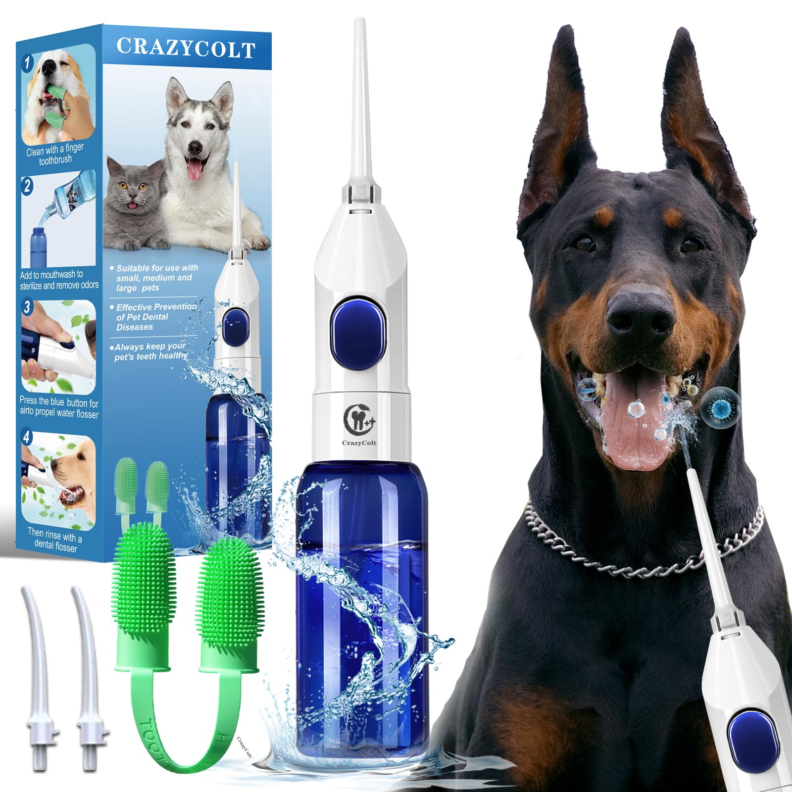 New Upgrade Dog Tooth Brushing Kit, Dog Toothbrush for Teeth Cleaning Tool & Dental Care Accessories, Pet Manual Teeth Cleaner, Tooth Brushing Dogs,Equipped Dog Finger Toothbrush, Fits for Large Pet