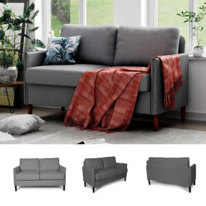 ribilake loveseat sofa, 52” small couch for living room, tool-free setup sofas, 2 seater love seats couch for bedroom, home office, small space, light grey