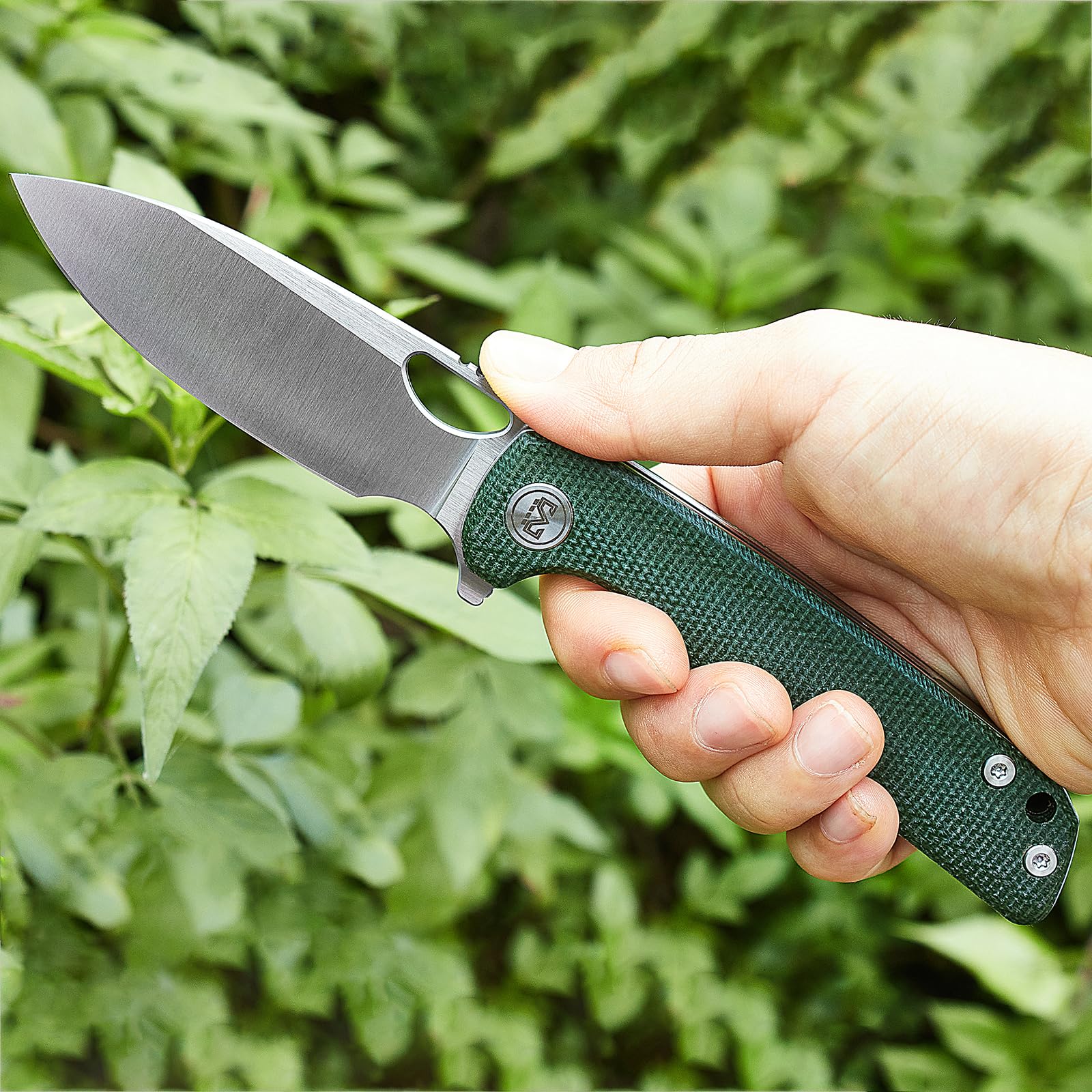 Miguron Knives M Galaty Folding Knife,3.25" 14C28N Satin Blade Green Micarta Handle, Outdoor Pocket Knife MGR-818MGN