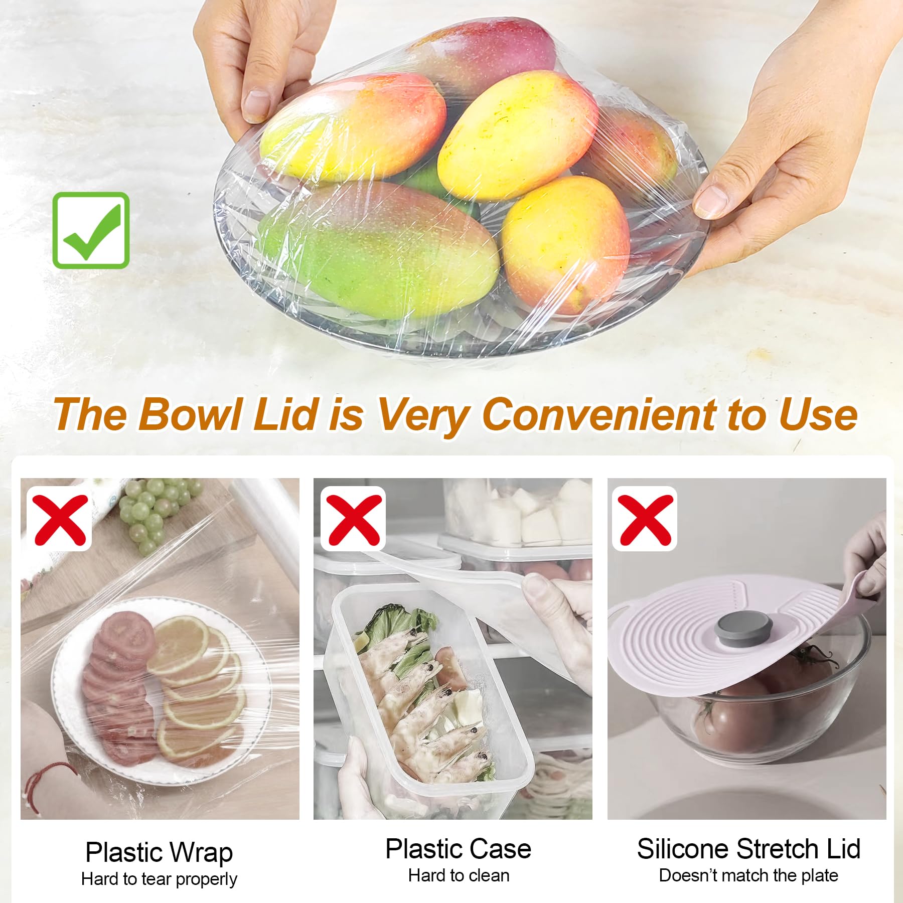 DAOZIJI Plastic Bowl Covers Elastic Reusable Fresh Keeping Bags/100ps, Plastic Food Covers Stretch Reusable, Reusable Bowl Covers for Bread Proofing, Disposable Elastic Bowl Covers for Outside