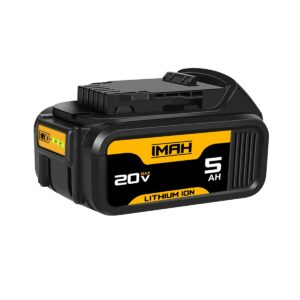 imah replacement battery for dewalt 20v battery lithium-ion 5.0ah, replace for dewalt max xr battery dcb184 dcb200 dcb201 dcb203 dcb204 dcb205 dcb206 and all dewalt 20v cordless power tools (1-pack)