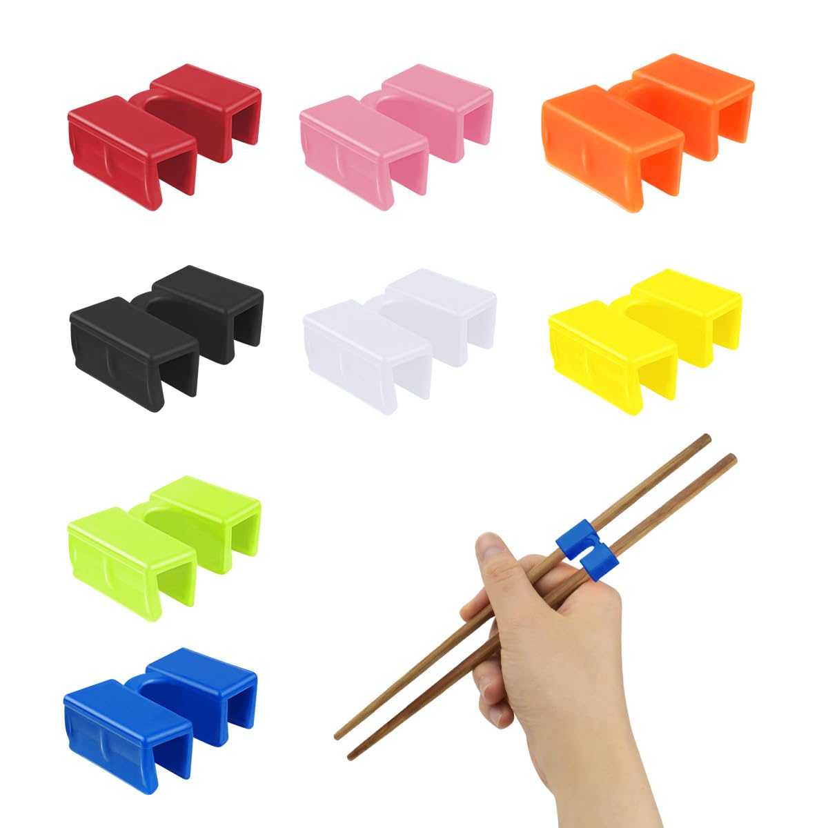 8 Pairs Reusable Chopsticks Helpers Training Chopstick for Beginner Replaceable Practice Chopsticks Chopstick Trainers for Adults Chopstick Hinges Connector Non-Slip Chopsticks Trainer Learner