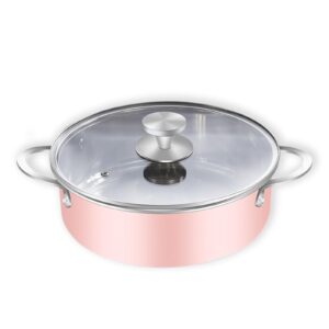 tauvirboff cooking pot with lid, 7 quart non stick pink stainless steel pot with glass lid, large capacity nonstick stock pot dual handle soup pot pasta pot suitable for all stoves, pfoa free (pink)