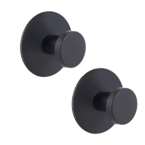 2 pack bathroom wall towel hooks - super strong stainless steel, supports up to 12lb, wall coat hooks for kitchen, adhesive door holder hanger shower accessories, matte black heavy duty