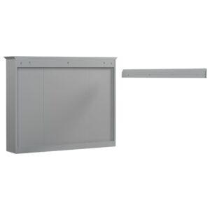 Linique Medicine Cabinet with Mirror and Shelves, Modern Wall-Mounted Bathroom Storage Cabinet with Soft-Close Door Hinges, Grey