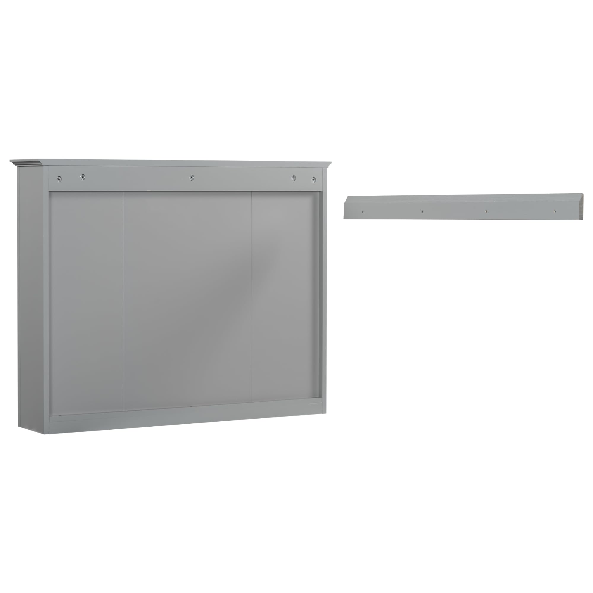 Linique Medicine Cabinet with Mirror and Shelves, Modern Wall-Mounted Bathroom Storage Cabinet with Soft-Close Door Hinges, Grey