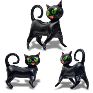 gallasy 3pcs black cat balloon, 3d standing cat balloon for birthday decorations, groovy party decorations, 70s 80s 90s party decorations, 2000s disco party decorations, halloween cat decorations